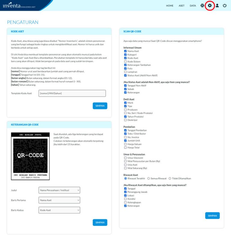 Pengaturan | Inventa